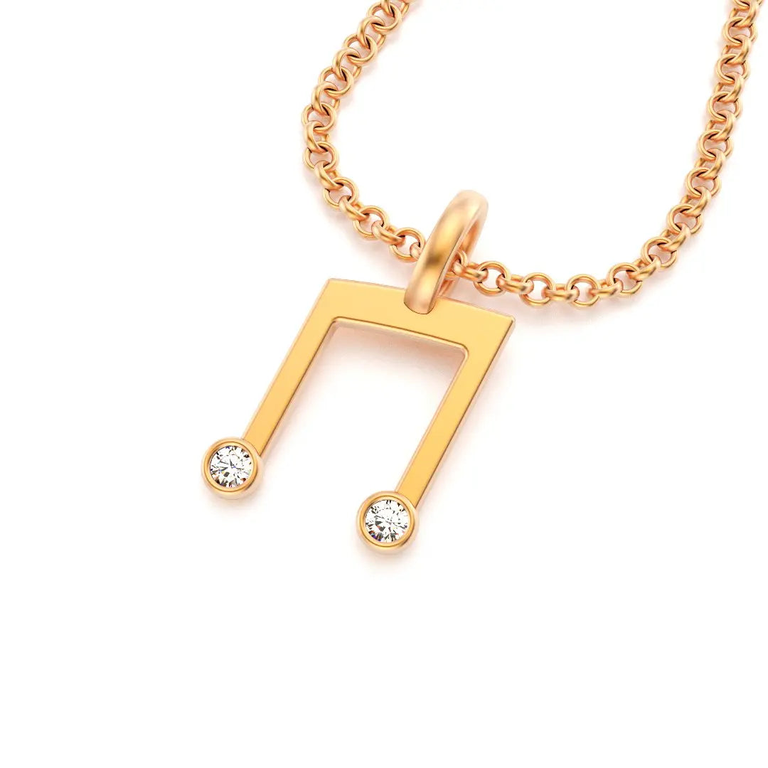 Collier Note de Musique Or Rose 18K – Pierres Précieuses au Choix – Bajoia