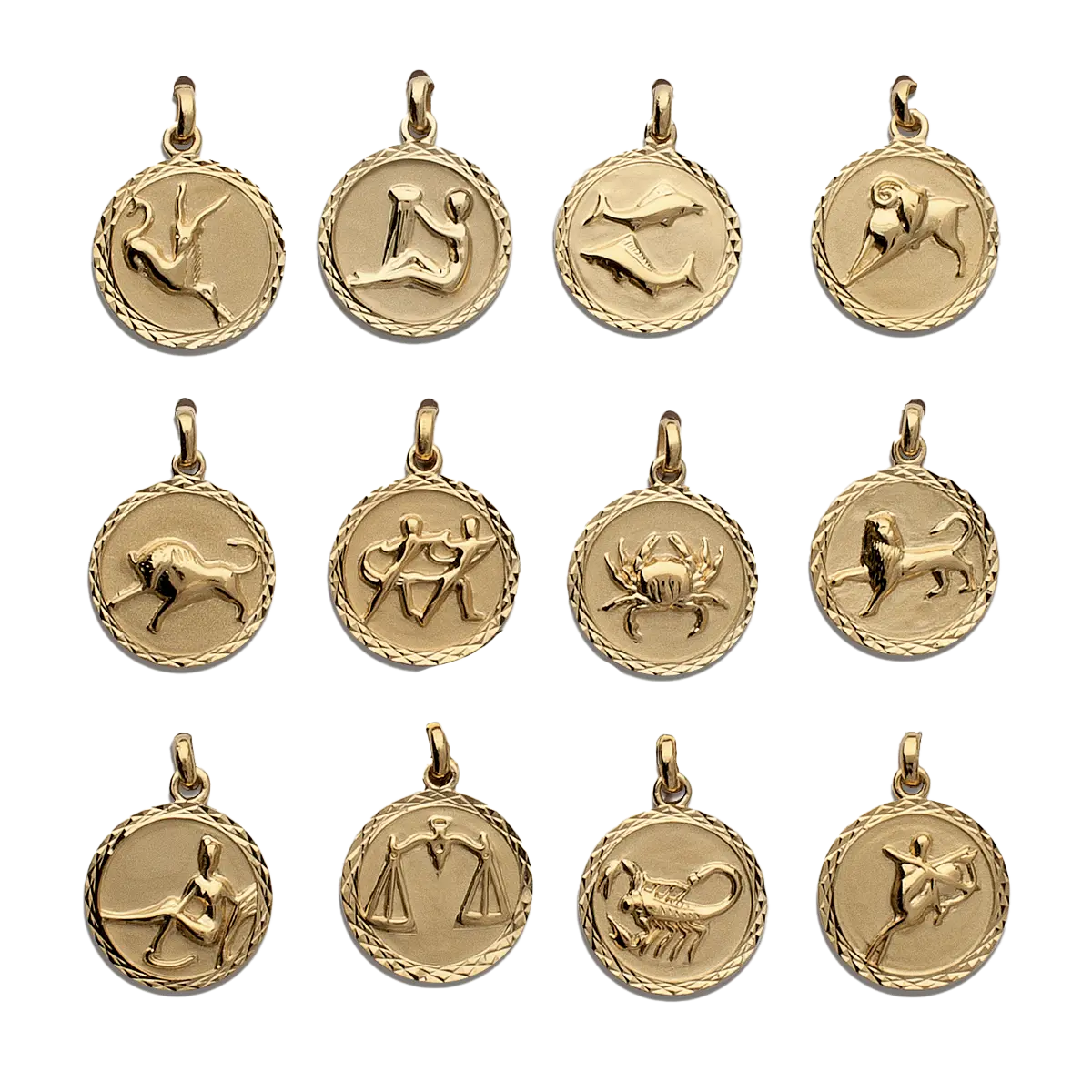 Pendentif Zodiaque – Plaqué Or 18 Carats – 12 Signes et chaîne au Choi ...